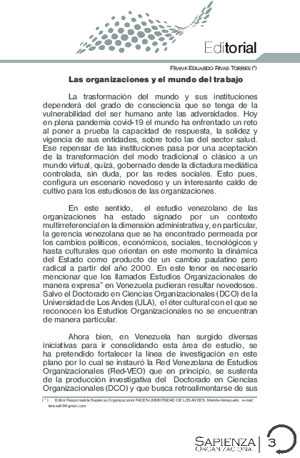 (PDF) Las organizaciones y el mundo del trabajo