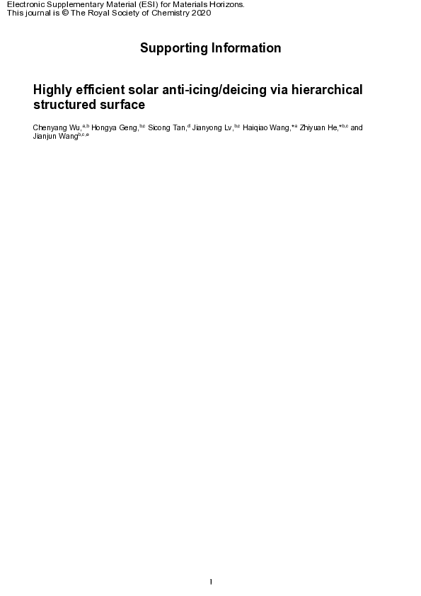 (PDF) Highly efficient solar anti-icing/deicing via a hierarchical ...