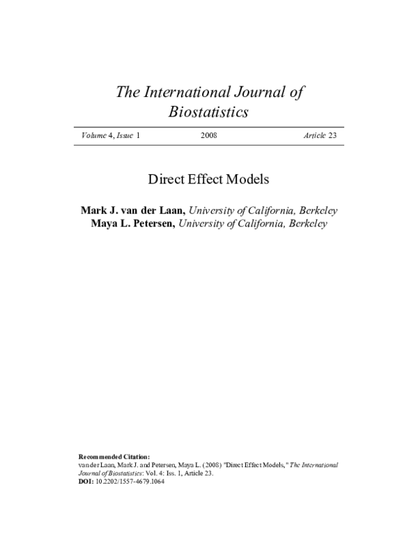 (PDF) Direct Effect Models