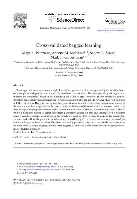 (PDF) Cross-validated bagged learning