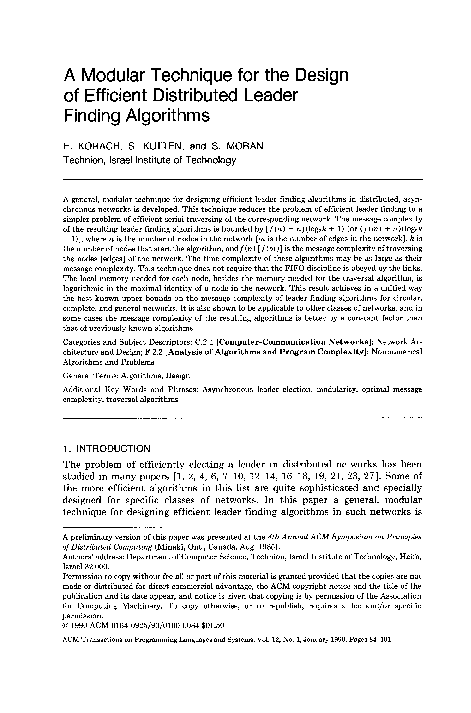 Pdf A Modular Technique For The Design Of Efficient Distributed