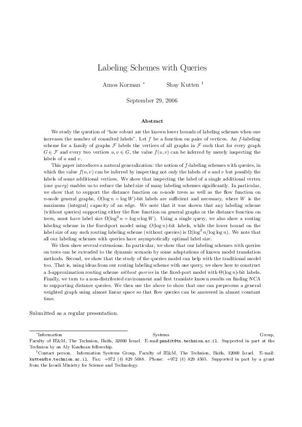 (PDF) Labeling Schemes with Queries