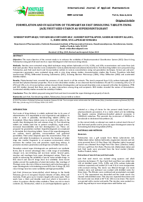 Pdf Formulation And Evaluation Of Telmisartan Fast Dissolving Tablets By Direct Compression Method
