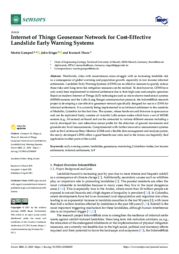 (PDF) Internet of Things Geosensor Network for Cost-Effective Landslide ...