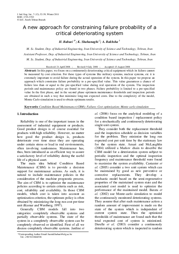(PDF) A new approach for constraining failure probability of a critical deteriorating system ...