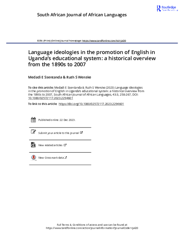 (PDF) Language ideologies in the promotion of English in Uganda’s ...