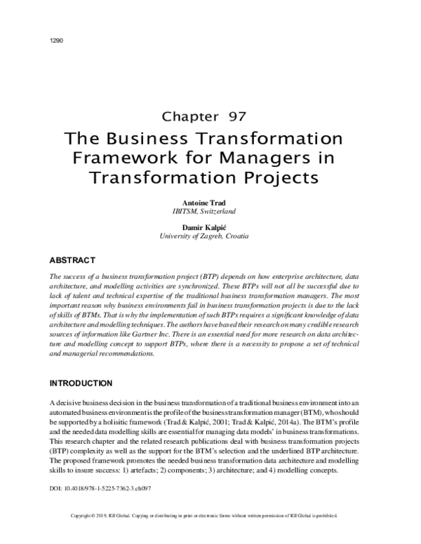 (PDF) The Business Transformation Framework for Managers in ...