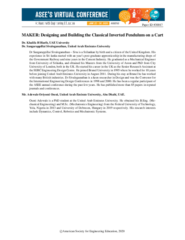(PDF) MAKER: Designing and Building the Classical Inverted Pendulum on ...