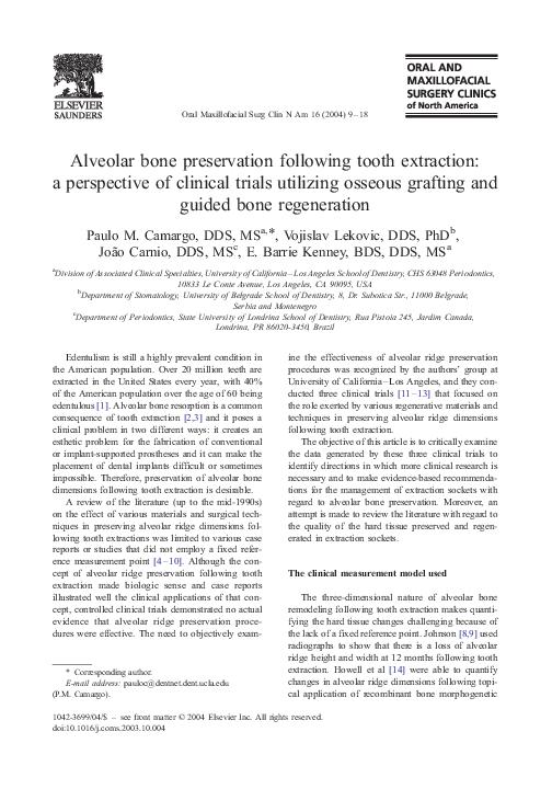 (PDF) Alveolar bone preservation following tooth extraction: a ...