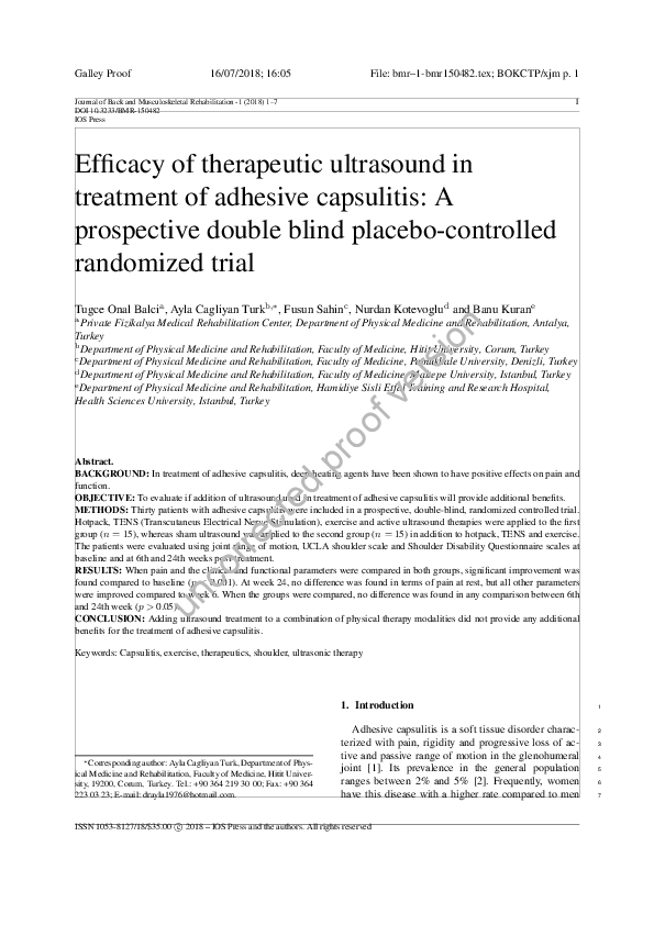 (PDF) Efficacy of therapeutic ultrasound in treatment of adhesive capsulitis: A prospective ...