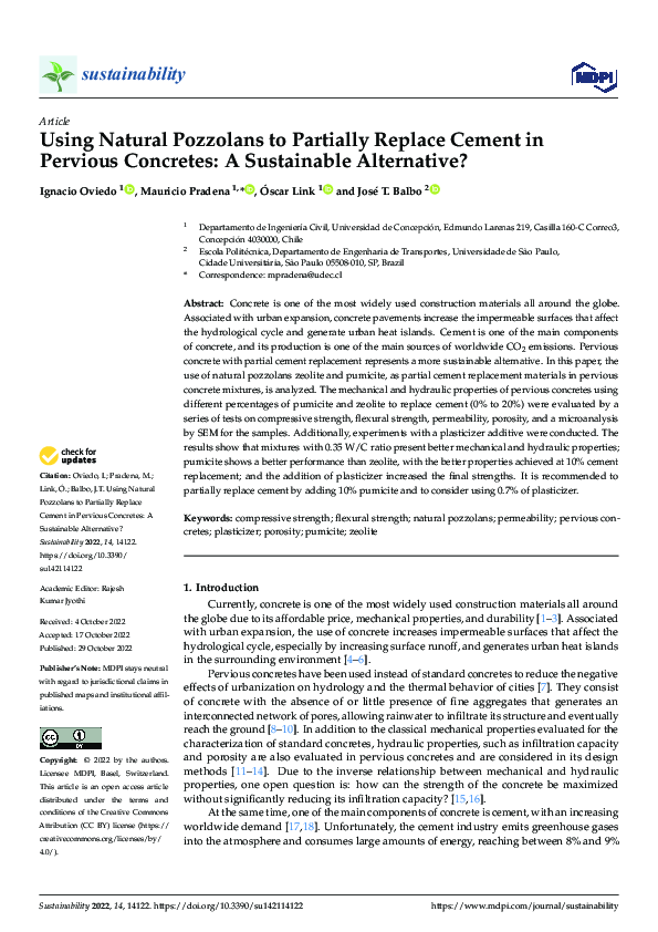 (PDF) Using Natural Pozzolans to Partially Replace Cement in Pervious ...