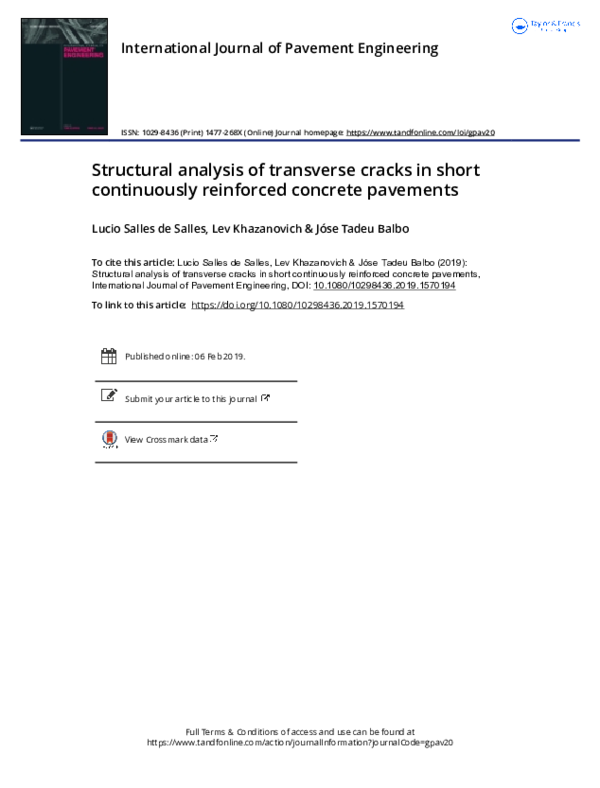 (PDF) Structural analysis of transverse cracks in short continuously reinforced concrete pavements