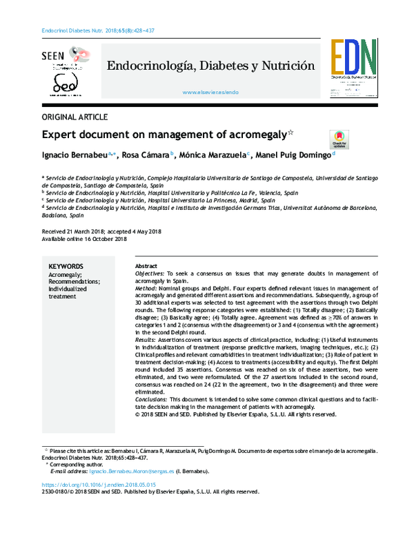 (PDF) Expert document on management of acromegaly
