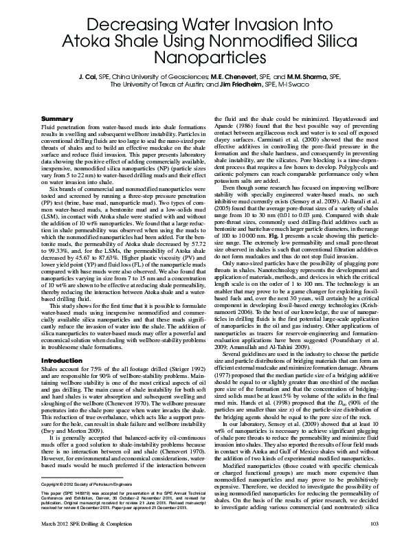 (PDF) Decreasing Water Invasion Into Atoka Shale Using Nonmodified ...
