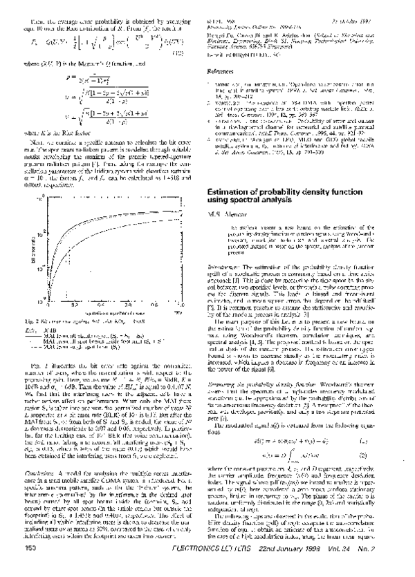 (PDF) Estimation of probability density function using spectral analysis
