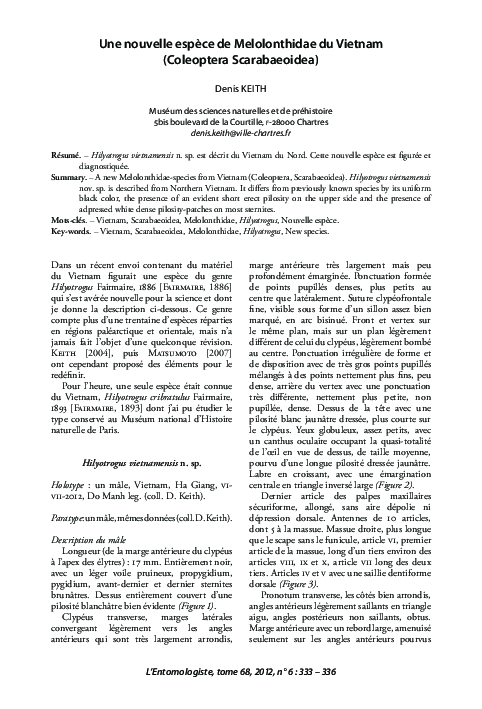 (PDF) Une nouvelle espèce de Melolonthidae du Vietnam (Coleoptera ...