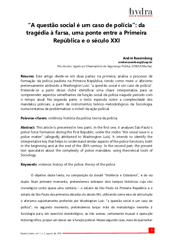 (PDF) “A questão social é um caso de polícia”