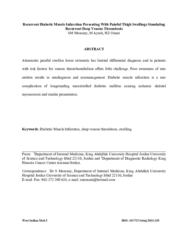(PDF) Recurrent Diabetic Muscle Infarction Presenting With Painful ...