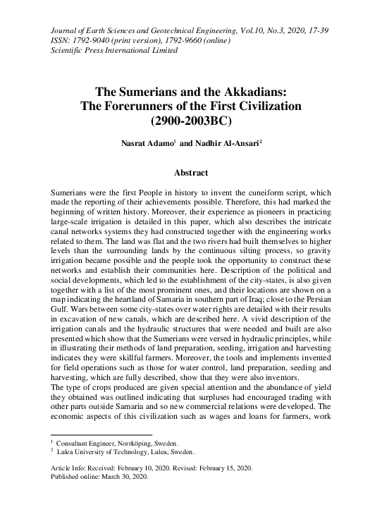 (PDF) The Sumerians and the Akkadians:The Forerunners of the First ...