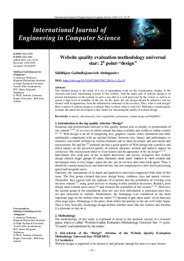 (PDF) Website quality evaluation methodology universal star: 2d point ...