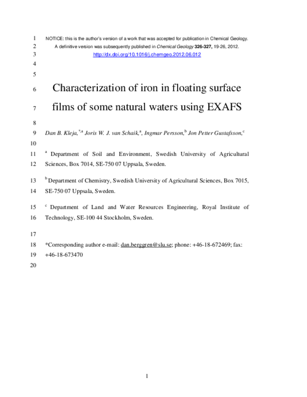(PDF) Characterization of iron in floating surface | Ingmar Persson ...