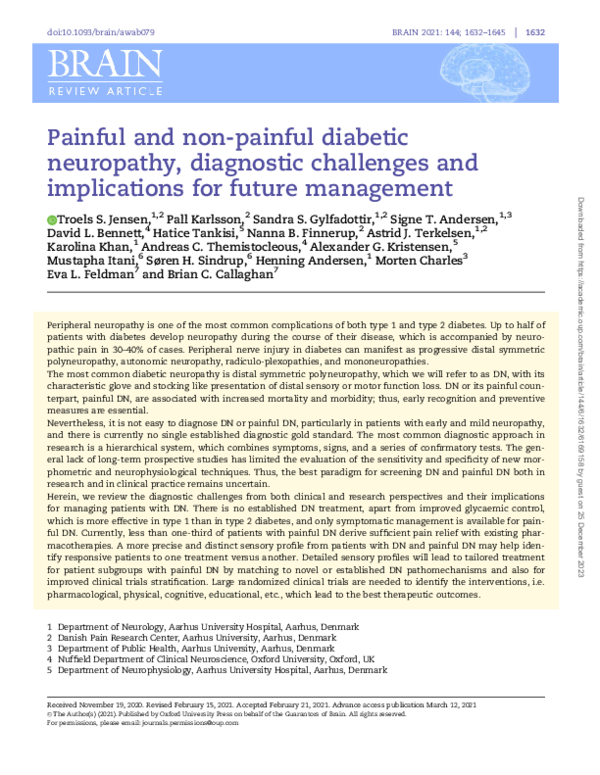 (PDF) Painful and non-painful diabetic neuropathy, diagnostic ...