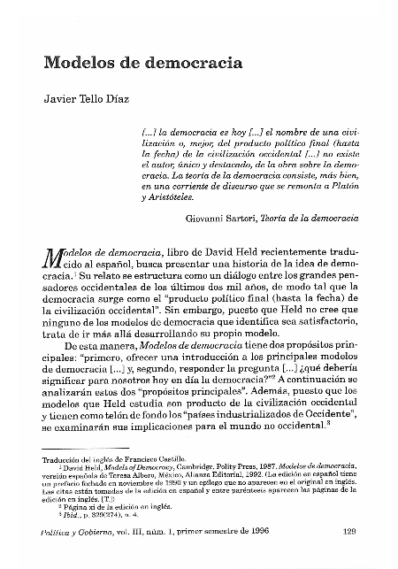 (PDF) Modelos de democracia