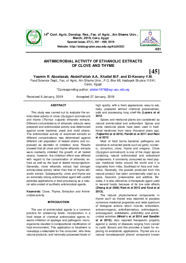(PDF) Antimicrobial Activity of Ethanolic Extracts From Some Medicinal Plant