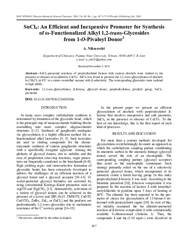 (PDF) SnCl4: An efficient and inexpensive promoter for synthesis of ω ...