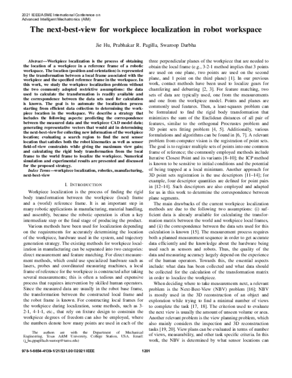 (PDF) The next-best-view for workpiece localization in robot workspace