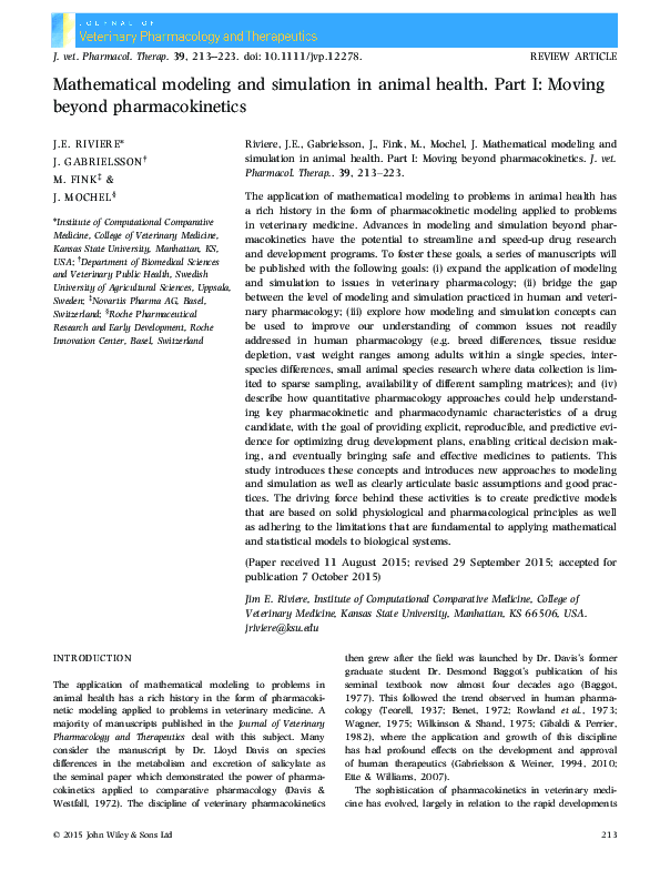 (PDF) Mathematical modeling and simulation in animal health - Part II ...