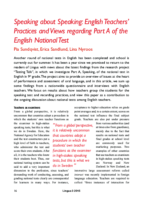 (PDF) Speaking about speaking : English teachers' practices and views ...