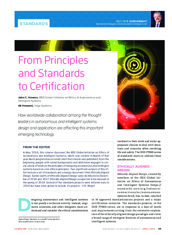 (PDF) From Principles and Standards to Certification