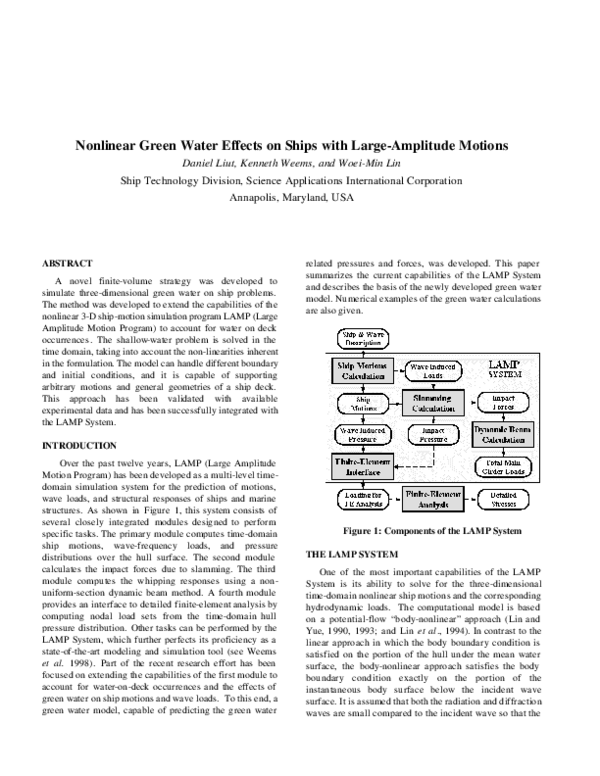 (PDF) Nonlinear Green Water Effects on Ships with Large-Amplitude Motions