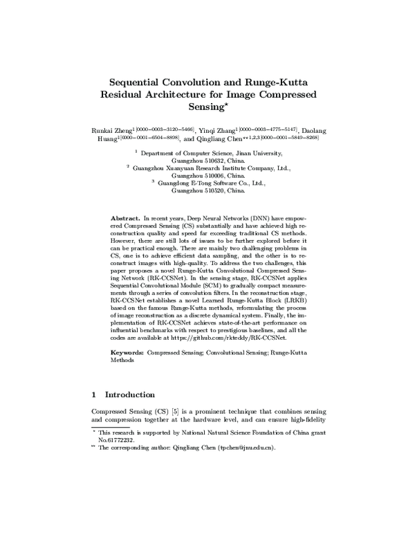 Pdf Sequential Convolution And Runge Kutta Residual Architecture For