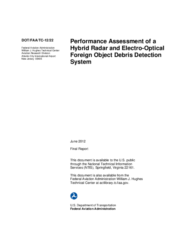 Pdf Performance Assessment Of A Hybrid Radar And Electro Optical Foreign Object Debris