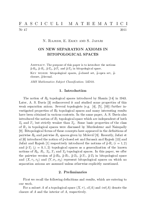 (PDF) On new separation axioms in bitopological spaces