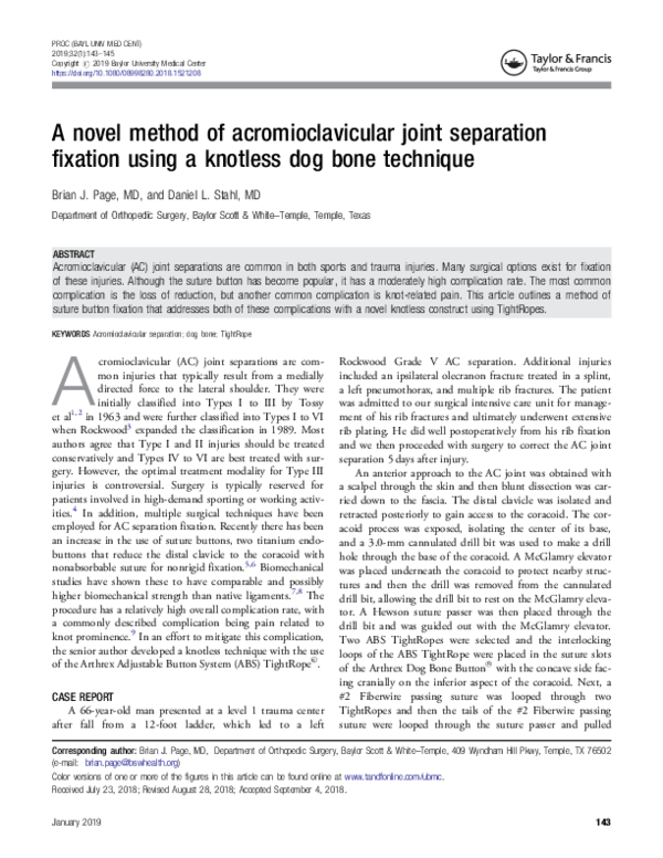 (PDF) A novel method of acromioclavicular joint separation fixation ...