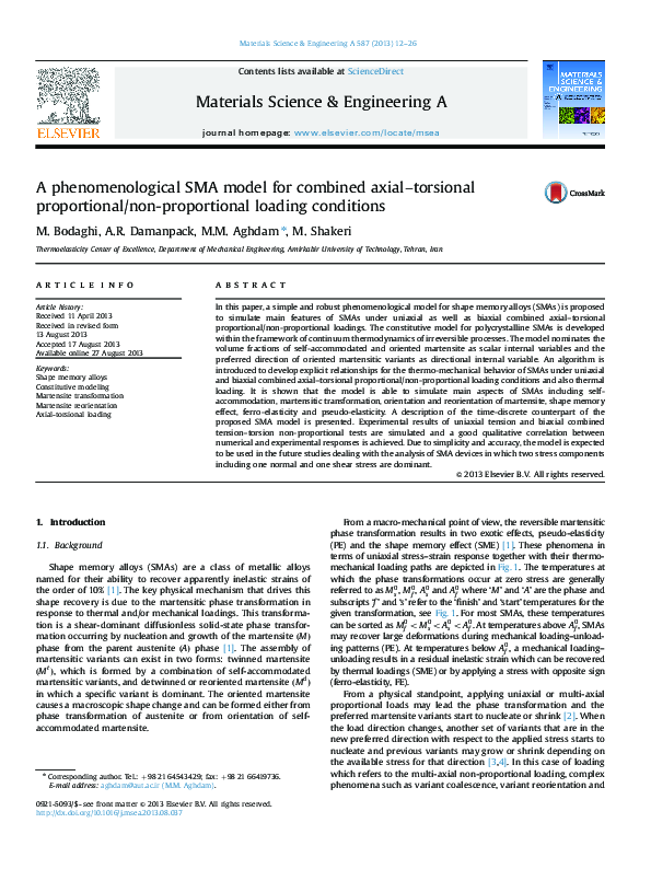 (PDF) A phenomenological SMA model for combined axial–torsional ...