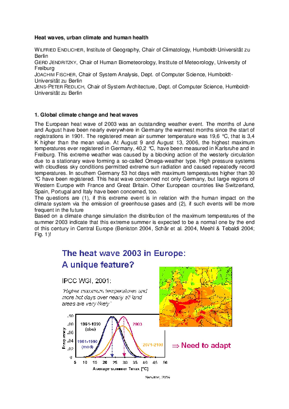 (PDF) Heat Waves, Urban Climate and Human Health