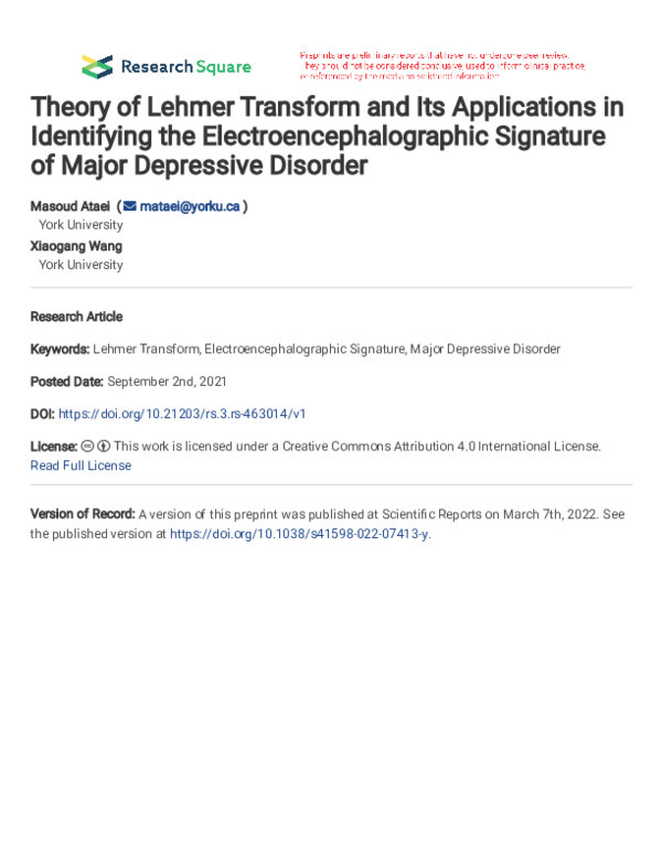 (PDF) Theory of Lehmer Transform and Its Applications in Identifying ...