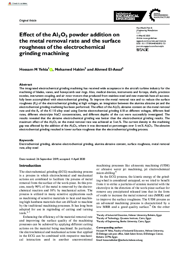 (PDF) Effect of the Al2O3 powder addition on the metal removal rate and ...