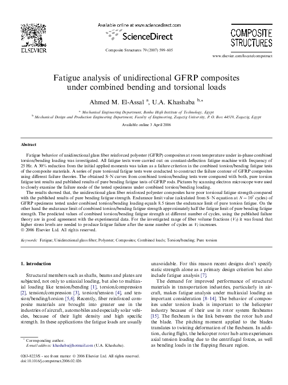 Pdf Fatigue Analysis Of Unidirectional Gfrp Composites Under Combined