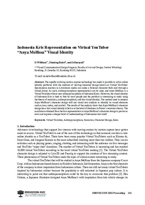 (PDF) Indonesia Kris Representation on Virtual YouTuber “Anya Melfissa ...
