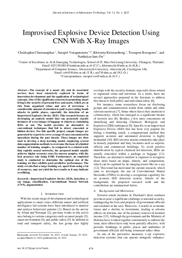 (PDF) Improvised Explosive Device Detection Using CNN With X-Ray Images