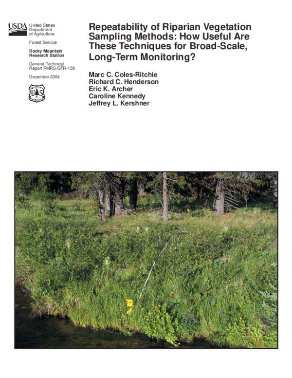 (PDF) Repeatability of riparian vegetation sampling methods: how useful are these techniques for ...