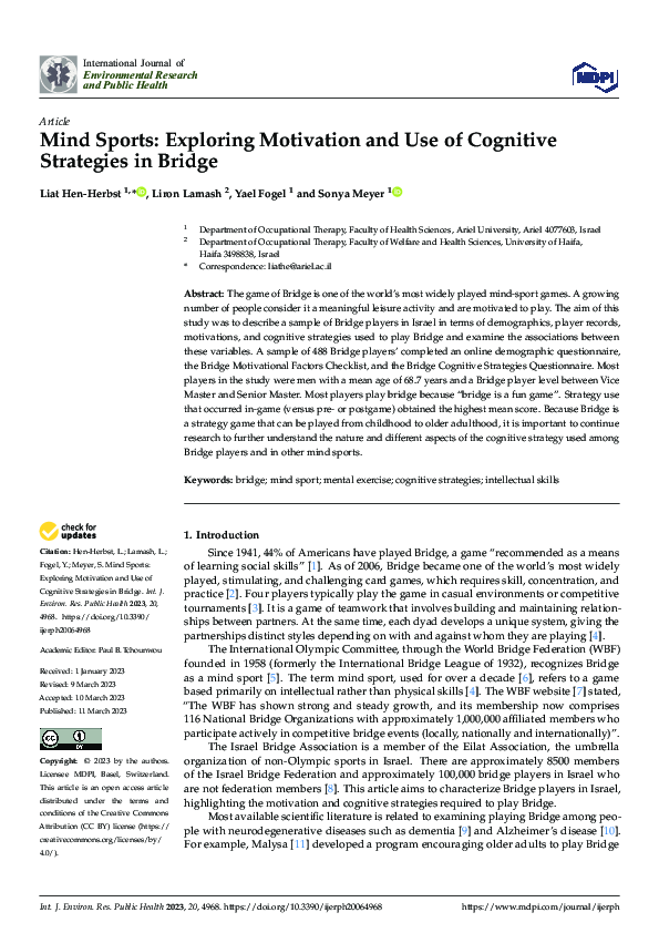 (PDF) Mind Sports: Exploring Motivation and Use of Cognitive Strategies ...