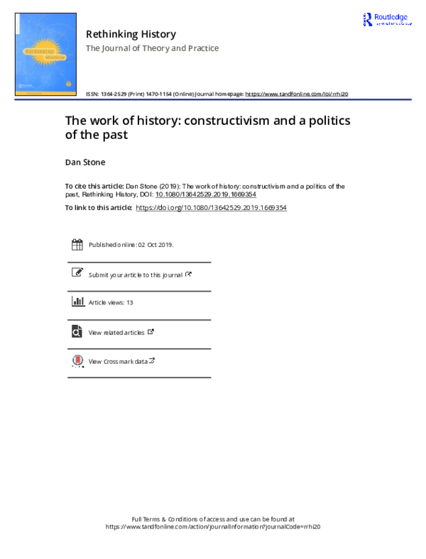 (PDF) The Work of History: Constructivism and a Politics of the Past