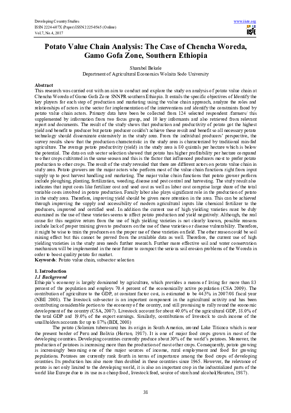 (PDF) Potato Value Chain Analysis: The Case of Chencha Woreda, Gamo ...