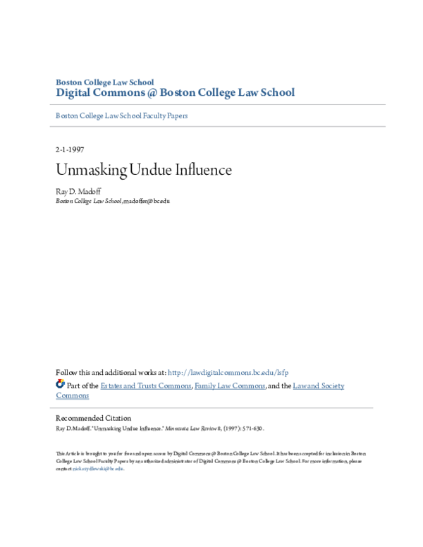 (PDF) Unmasking Undue Influence